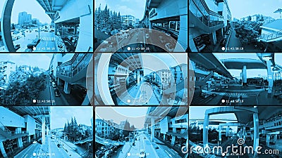 CCTV Split Screen, Surveillance Monitoring Stock Video - Video of ...