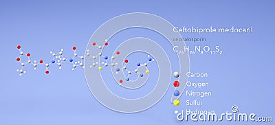 Ceftobiprole Medocaril Molecule, Molecular Structures, Cephalosporin ...