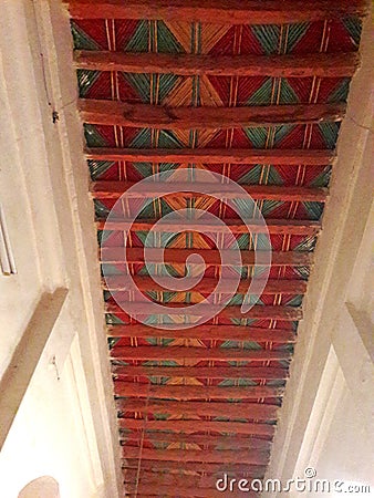 Traditional Nceiling Ceilinged With Palm Tree Trunks And Branches Of ...