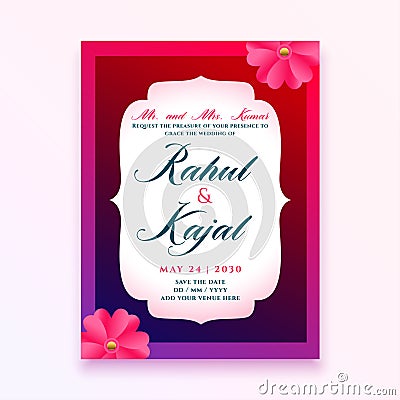 Celebrate Your Wedding Or Sagai With Stylish Invitation Card Template ...