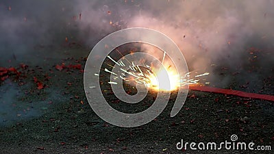 Celebration with Fire Cracker Burning at Floor Stock Footage - Video of ...