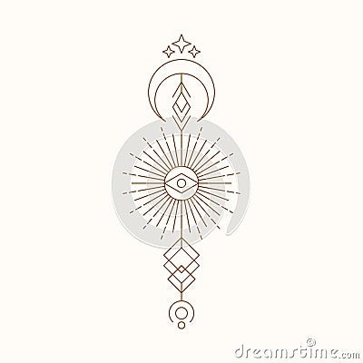 Celestial Symbols, Thin Line Spiritual Illustration. Magic Occult ...