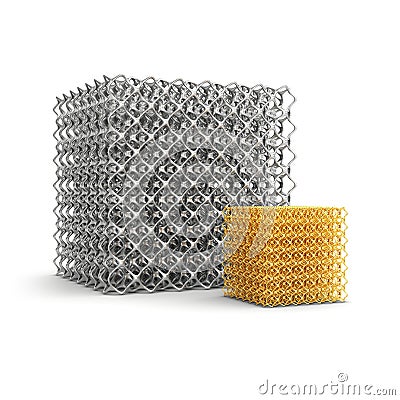 Cell Cube Made Of Steel And Gold. Royalty-Free Stock Photography ...