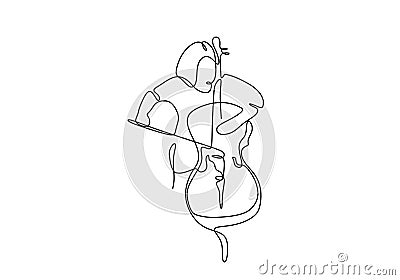 Cello Player One Line Drawing Minimalism Lineart Continuous Hand Drawn ...