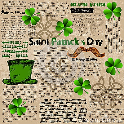 Celtic Background With Clover Cartoon Vector | CartoonDealer.com #51179159