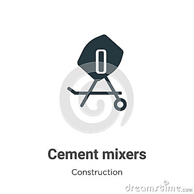Cement Mixers Vector Icon On White Background. Flat Vector Cement ...