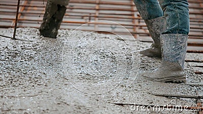 Cement is Poured into the Formwork. Formwork Creation. Pouring Cement ...