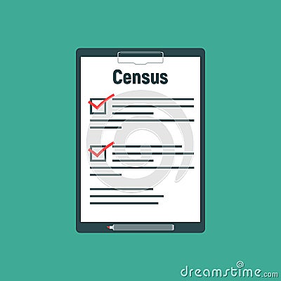 Census. Clipboard In Pen In Hand. Vector Illustration Flat Design ...