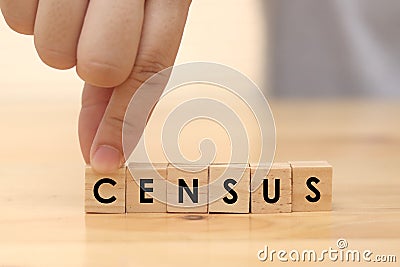 CENSUS, Man Arrange Word Text Written On Wooden Alphabet Letterpress ...