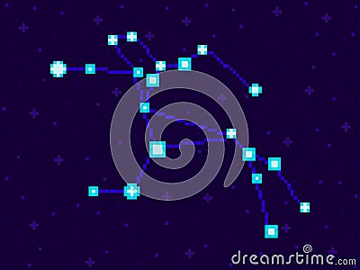 Centaurus Constellation In Pixel Art Style. 8-bit Stars In The Night ...