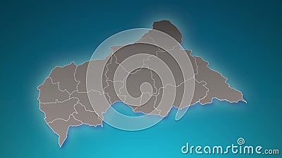 Central African Republic Country Map with Zoom in Realistic Clouds Fly ...