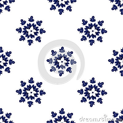 Ceramic Blue Leaves And Floral Pattern. Blue And White Ceramic Tile ...