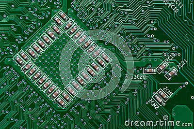 Ceramic Capacitors On Green Digital Electronic Circuit Stock Image ...
