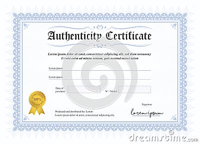 Certificate Of Authenticity, Vector Illustration With Watermark And ...