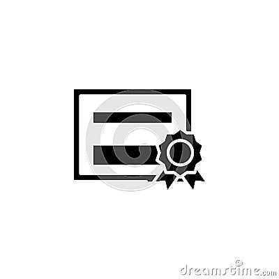 Certificate Of Merit Black Icon Concept. Certificate Of Merit Flat ...