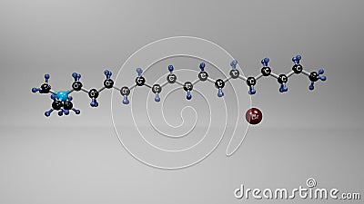 Cetyltrimethylammonium Bromide 3D Render Molecule. Stock Video - Video ...