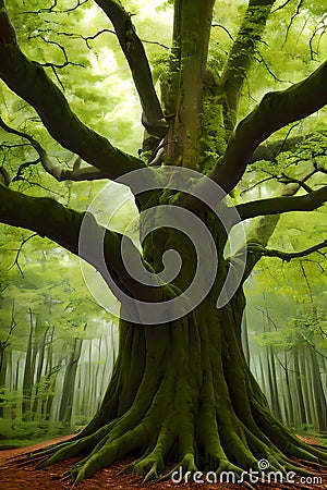 CG Hyper Realistic Style Giant Tree In The Forest Created With ...