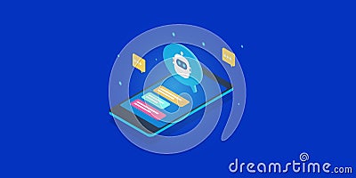 Chabot - Artificial Intelligence Robot Icon With Message On Isometric ...