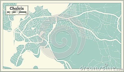 Chalcis Greece City Map In Retro Style. Outline Map Cartoon Vector ...