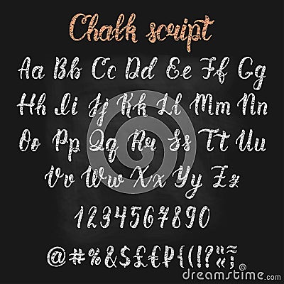 Chalk Handdrawn Latin Calligraphy Brush Script With Numbers And Symbols ...
