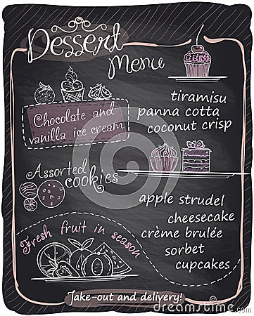 Chalkboard Hand Drawn Dessert Menu. Stock Vector - Image: 40977567