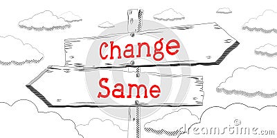 Change, Same - Outline Signpost With Two Arrows Royalty-Free Stock ...