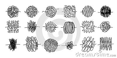 Chaos Lines Doodle Set. Hand Drawn Tangled Clew. Insane Scribble Lines ...