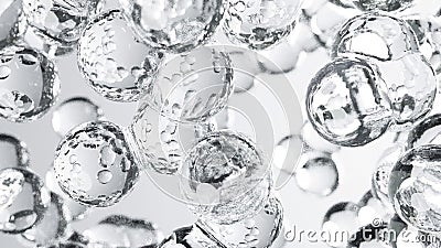 Chaotically Moving Glass Spheres in Backlight 3D Render, Abstract ...
