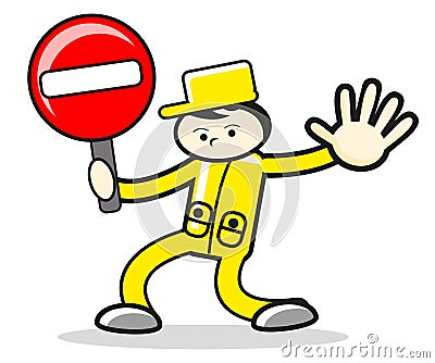 Character Cartoon Man Stop Sign Stock Photography - Image: 19988492