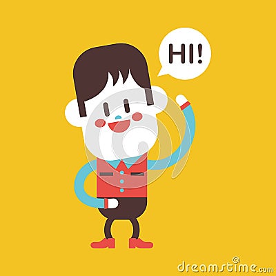 Character Illustration Design. Boy Saying Hi Cartoon,eps Stock Vector ...
