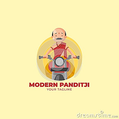 Modern Pandit Ji Vector Mascot Logo | CartoonDealer.com #265744682
