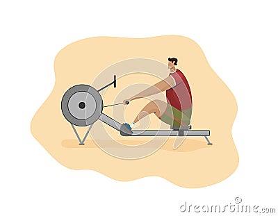 Character Man Rower On Rowing Machine Flat Illustration | CartoonDealer ...