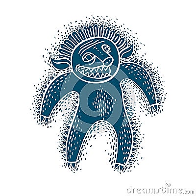 Character Monster Vector Flat Illustration, Blue Mutant, Devil ...