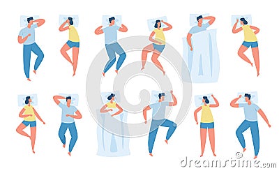 Characters In Different Sleeping Poses, Comfortable Sleep Positions ...