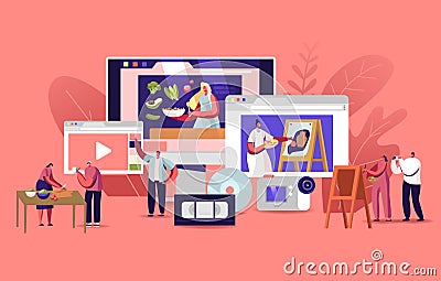 Characters Watch Video Courses Get Online Education. Students Learn Via ...