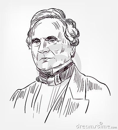 Charles Babbage Vector Sketch Illustration Portrait Royalty-Free ...