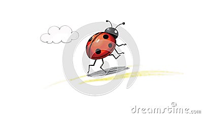 Charming Drawing Of Peaceful Ladybug Running Generated With AI Vector ...