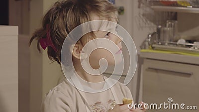 Charming Little Girl Making Biscuits At The Kitchen Table Stock Footage - Video of interior ...