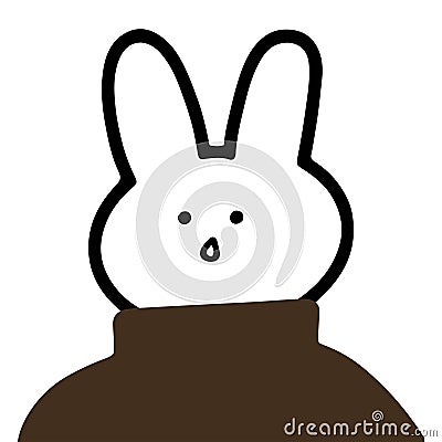 Charming Rabbit Character In Turtleneck Vector Cute Minimalist Design ...