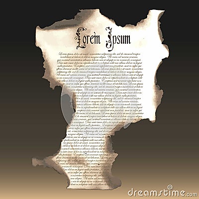 Charred Paper. Papyrus, An Old Manuscript. Template, Example Royalty ...