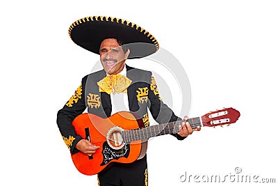 Charro Mexican Mariachi Playing Guitar On White Royalty-Free Stock ...