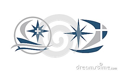 Charting Compass Course Guide Health Set Cartoon Vector | CartoonDealer ...