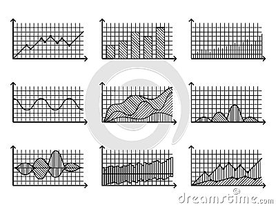 Charts In Thin Line Style Outline Graphs For Infographic Vector ...
