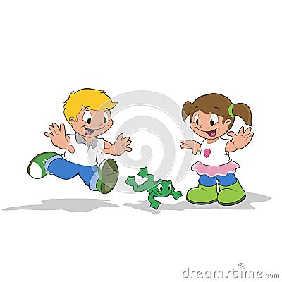 Chasing Frog Cartoon Vector | CartoonDealer.com #35218409