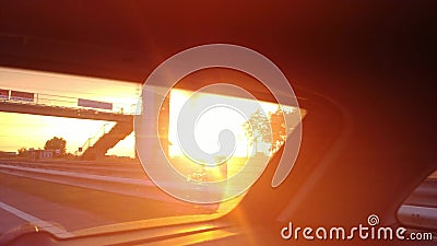 Chasing the Sun Inside a Car. Scenery View on Beautiful Sunset from ...