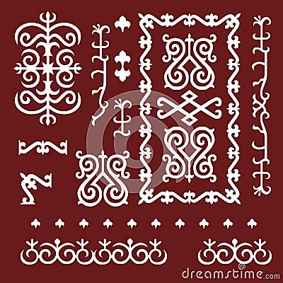 Chechen Traditional Ornament Elements. Vector Illustration Set Stock ...