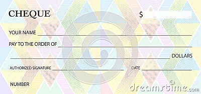 Check Cheque, Chequebook Template. Guilloche Pattern With Abstract ...