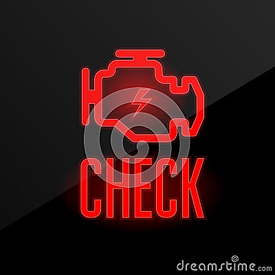 Check Engine Icon - Blinking Indicator On Dashboard Cartoon Vector ...