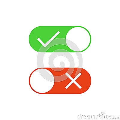 Check Mark Buttons. Check Mark And X Mark. On And Off Cartoon Vector ...