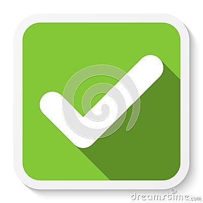 Check Mark Icon, Button. Flat Square Tick Symbol Sticker Cartoon Vector ...